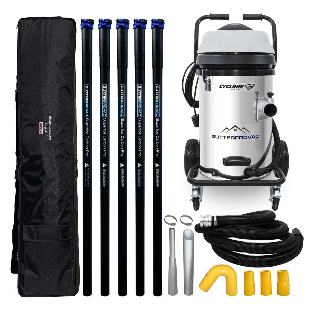 Cyclone II 20 Gallon 3600W Stainless Steel Tank Gutter Vac with 20ft ...